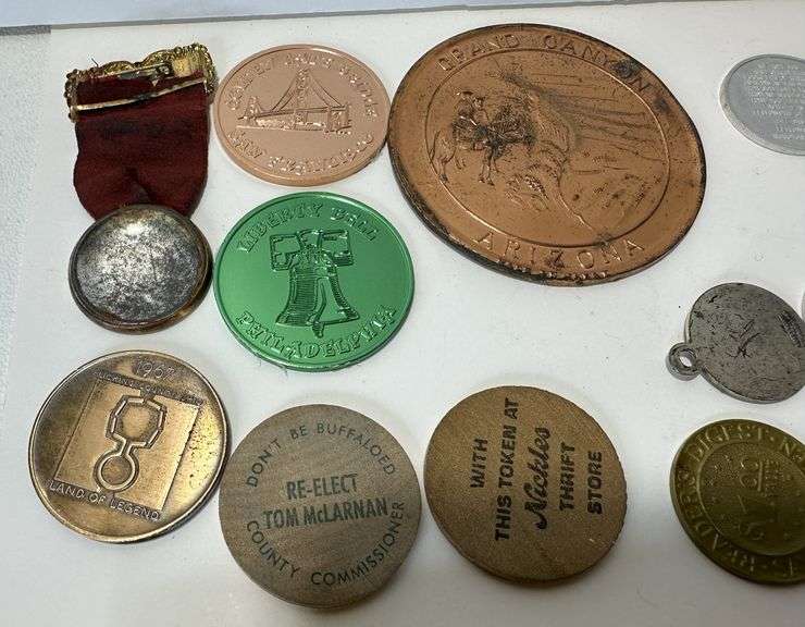 Collectible Tokens, Medals, Good Luck & Play Money Trinket Lot ...