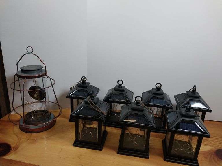 Solar Lights: 1 Train Lantern Shape and a Set of 7 Allen & Roth Square ...