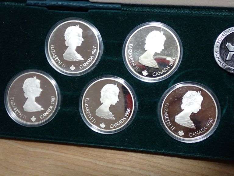 1988 Calgary Winter Olympics Canadian Proof Silver Coin Set 10 Coins w ...