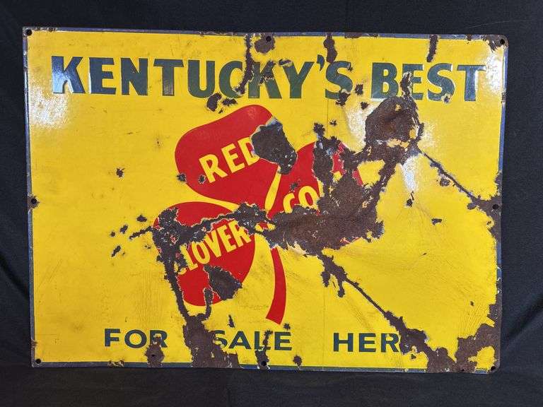 Porcelain Kentucky’ Best Red Clover Coal Sign - Auction Ohio