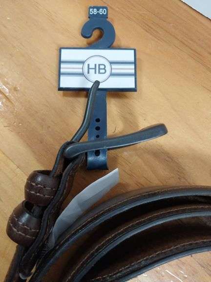 Leather HB Belt - New, size 58-60 , 1.5"w - Auction Ohio
