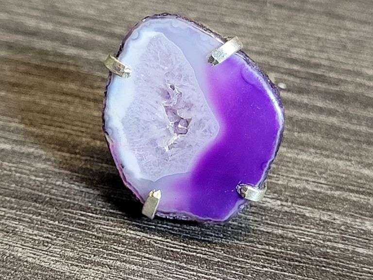 Purple and Lavender Stone set in Sterling Silver Band and Frame .925 ...