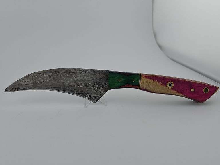 Damascus Curved Kitchen Knife - Auction Ohio