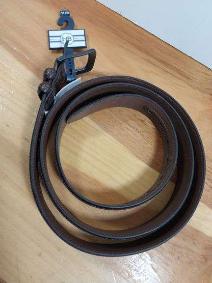 Leather HB Belt - New, size 58-60 , 1.5"w - Auction Ohio