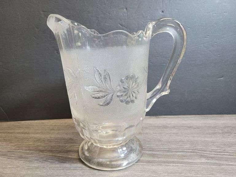 Flint Glass Co Stippled Dahlia Pattern Water Pitcher 1880s... - Auction ...