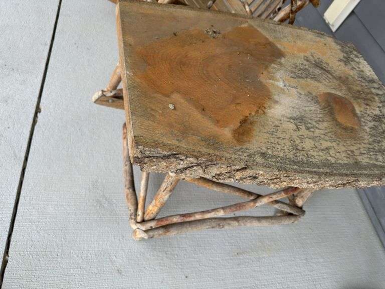 Amish Made Twig + Branch Rocker + table - Auction Ohio