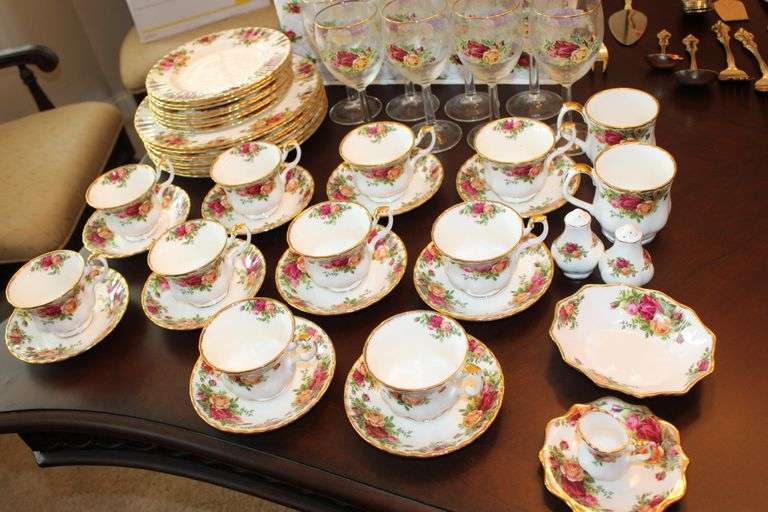 Royal Albert China & Stemware Set - Auction Ohio