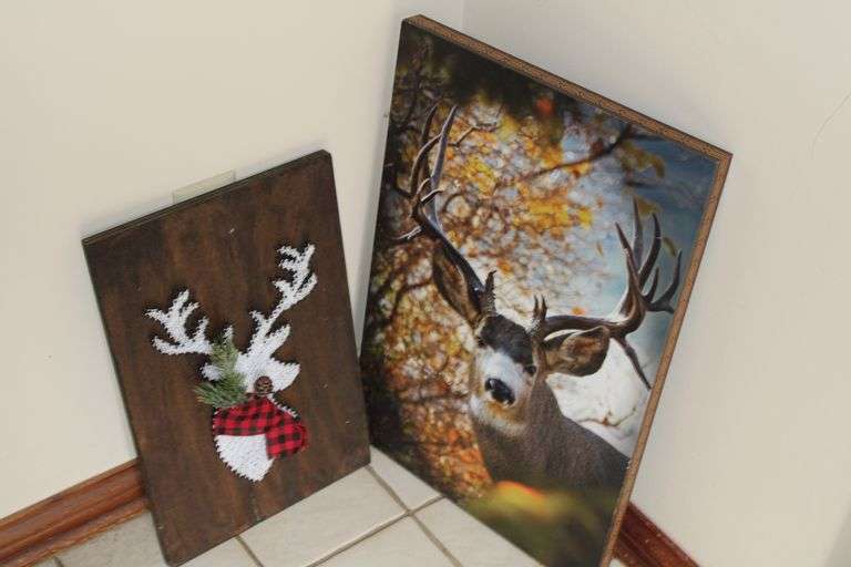 Deer Print & Reindeer Collage Plaque - Auction Ohio