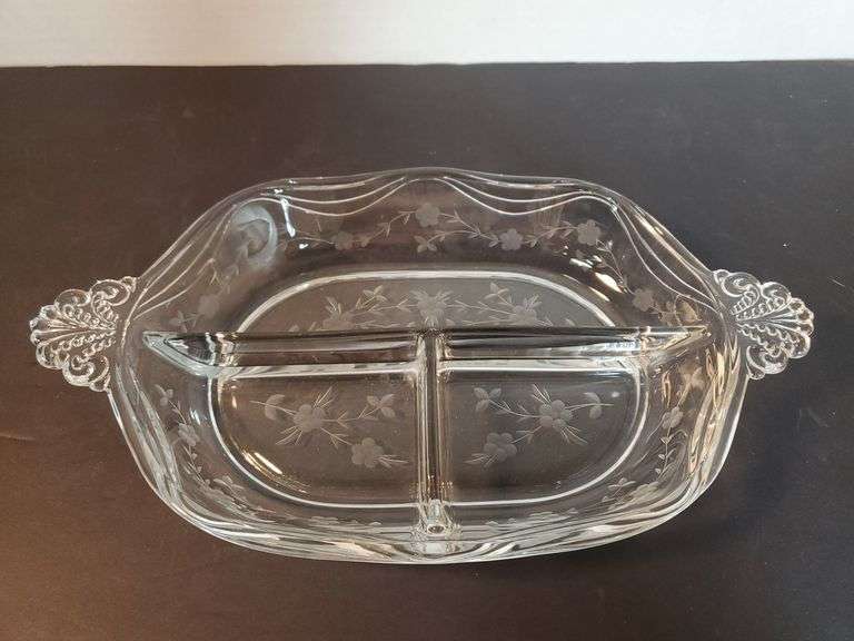 Three Part Eched Relish Dish "Toastwell" 1937-40. - Auction Ohio