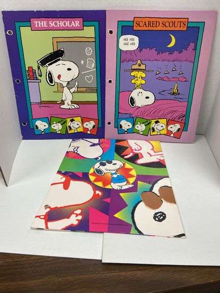 Older Lot of 3 Snoopy Peanuts School Pocket Binders - Auction Ohio