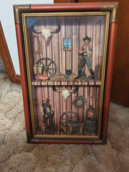Western themed shadowbox - Auction Ohio