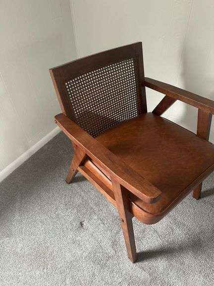 MCM look rattan back chair - Auction Ohio