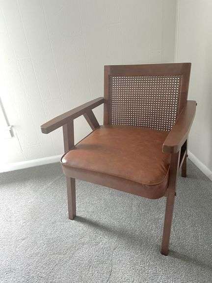 MCM look rattan back chair - Auction Ohio