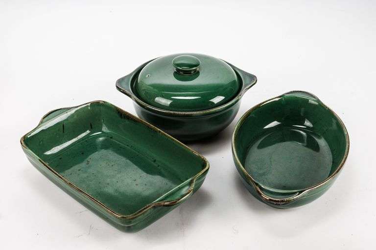 Sabatier Green Ceramic Servingware - Auction Ohio