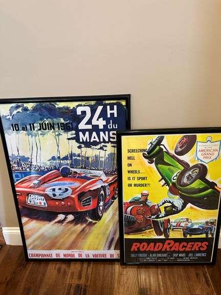 Framed race car posters - Auction Ohio