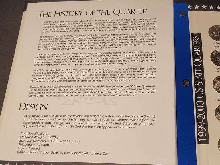 Offical State and Territory Quarter Collection Album 1999-2009 ...