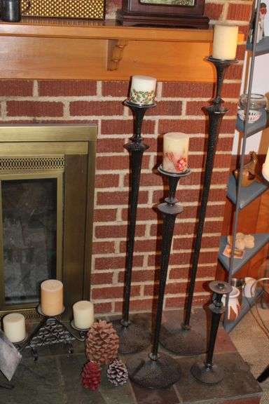 Rustic Pillar Candlesticks & Holder - Auction Ohio