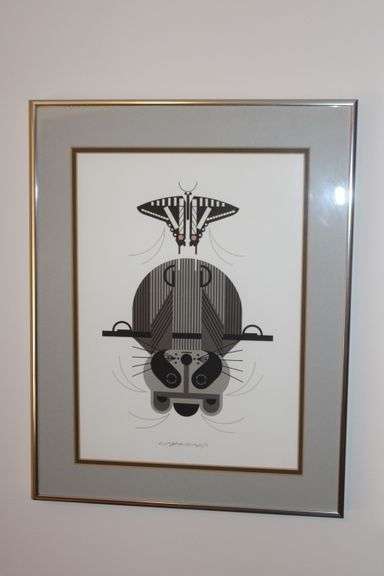 Charlie Harper Raccoon & Butterfly Print - Auction Ohio