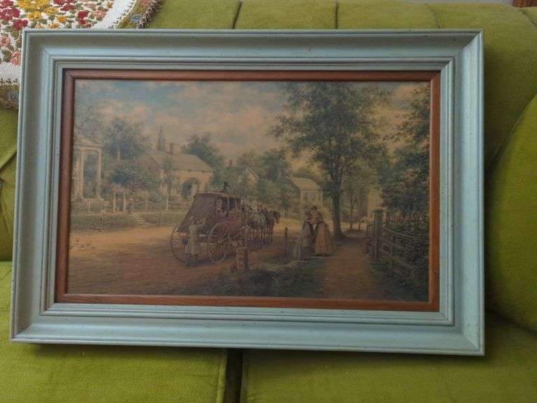 Vintage Framed Offset Lithograph After E. L. Henry "Home Again ...