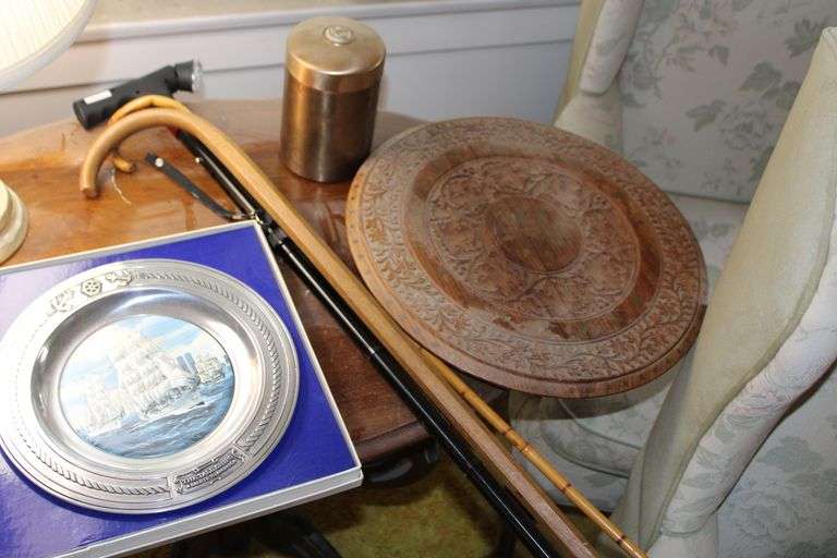 Canes, Tray & Pewter Plate - Auction Ohio