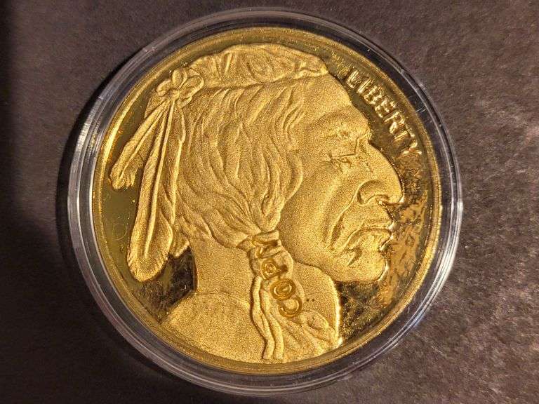 Novelty - 2011 Indian Head & Buffalo Coin - Encased - Auction Ohio