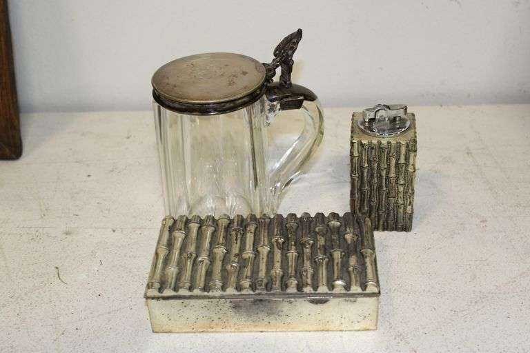 MCM Silver Cigarette Box, Lighter & Tankard - Auction Ohio