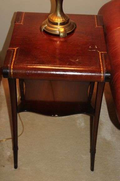 Leather Top Side Table - Auction Ohio