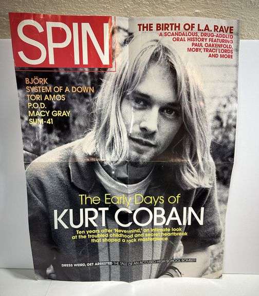 Kurt Cobain Nirvana Spin Magazine Poster - Auction Ohio