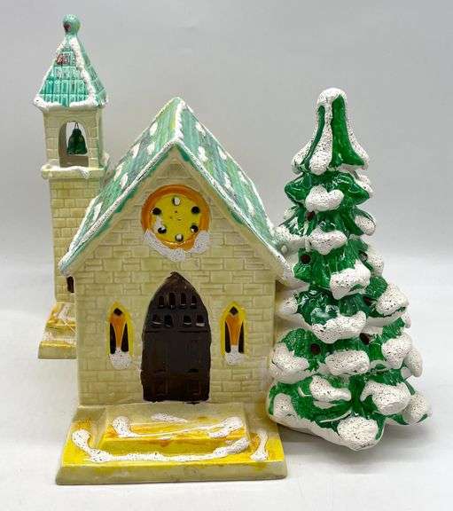 Vintage Ceramic Tree/Church - Auction Ohio