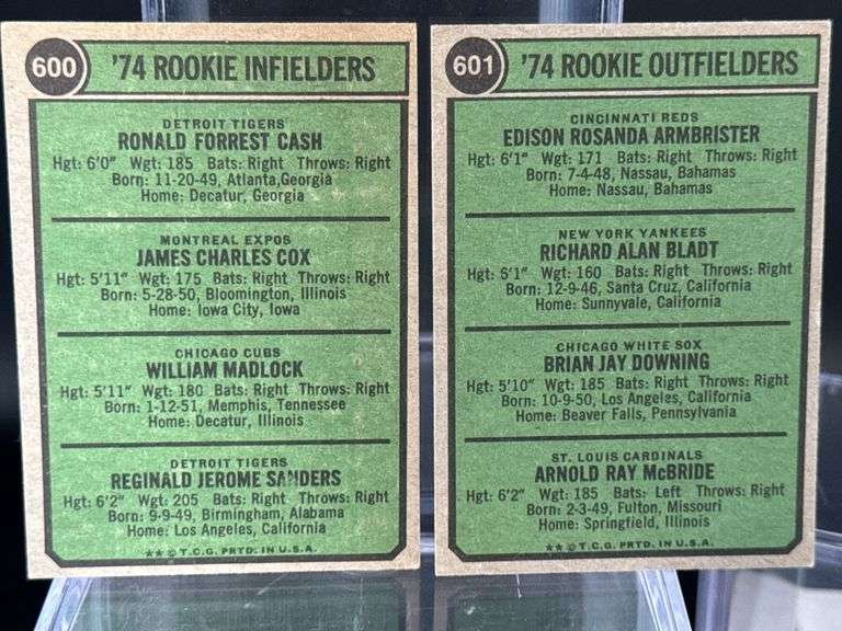 1974 Brian Downing & Bill Madlock Cards - Auction Ohio