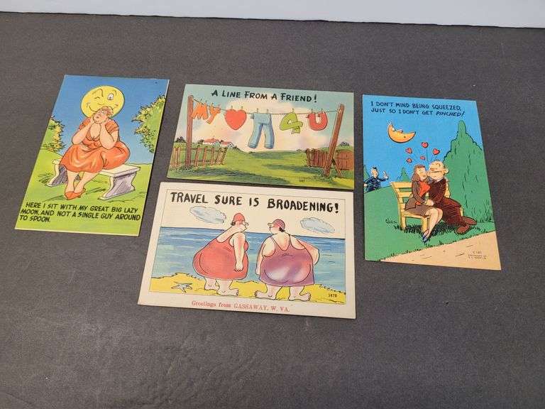 Four Different Comic Postcards - Vintage. Unused. - Auction Ohio