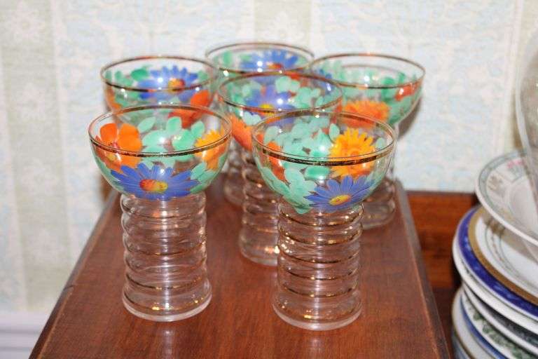 MCM Painted Glass Drinkware - Auction Ohio