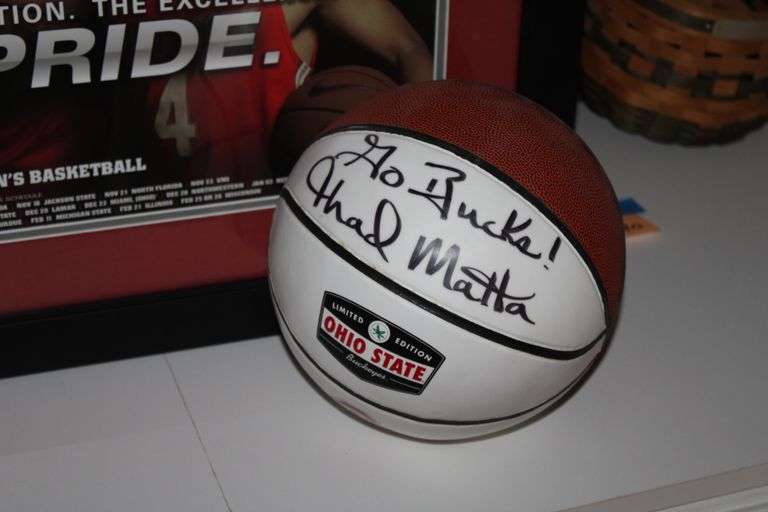 OSU Basketball Poster & Autographed Basketball - Auction Ohio