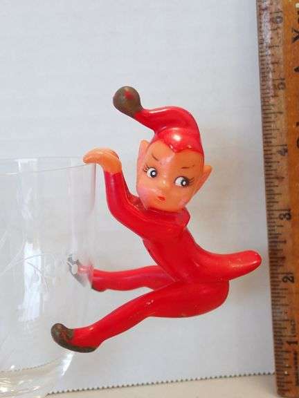 TWO Hanging Pixie, Rubber Pixie Elf Figurines, Red Pixie, Shelf Climber ...