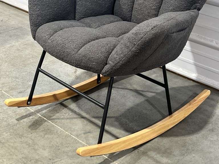 Grey Fabric Rocking Chair with Headrest - Auction Ohio