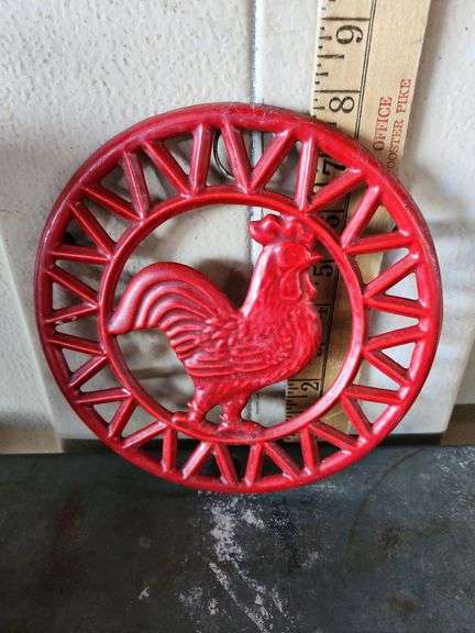 Cast Iron Rooster Trivet 8x8 - Auction Ohio