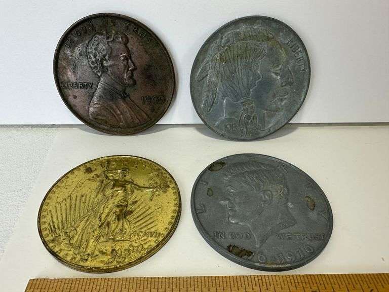 Vintage "Big Money" Coin 3" Coasters - Auction Ohio