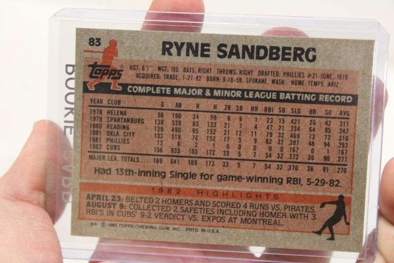 Ryne Sandberg Baseball Card - Auction Ohio