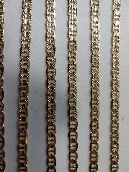 6 Goldtone Mariner Style Chain: 1@ 15"L, 3@ 17"L, 1@ 18"L, 1@ 19"L. 4 ...
