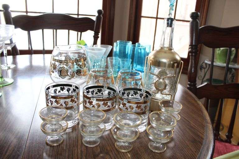 MCM Gold Painted Glassware - Auction Ohio