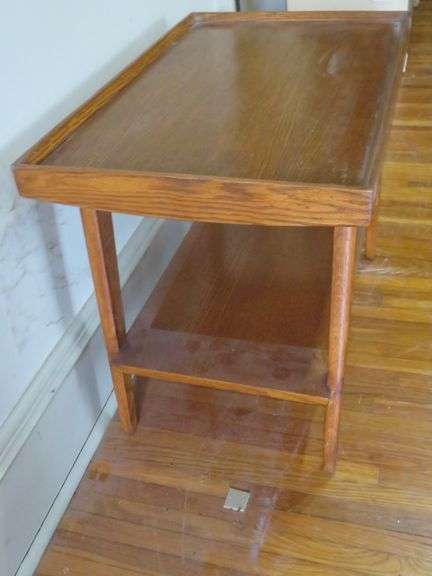 Solid Wood Two-Tier Side Table with Raised Edge - Auction Ohio