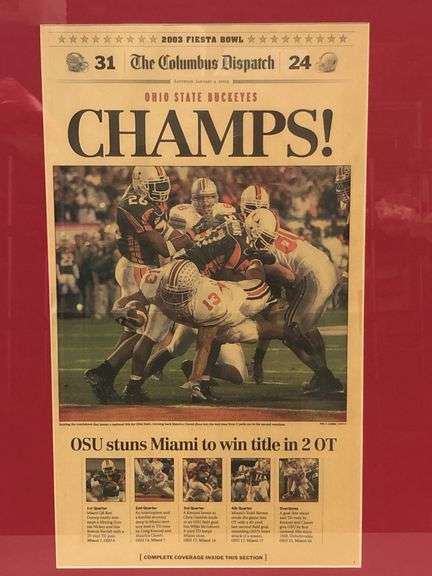 Framed OSU Newspaper Article - Auction Ohio