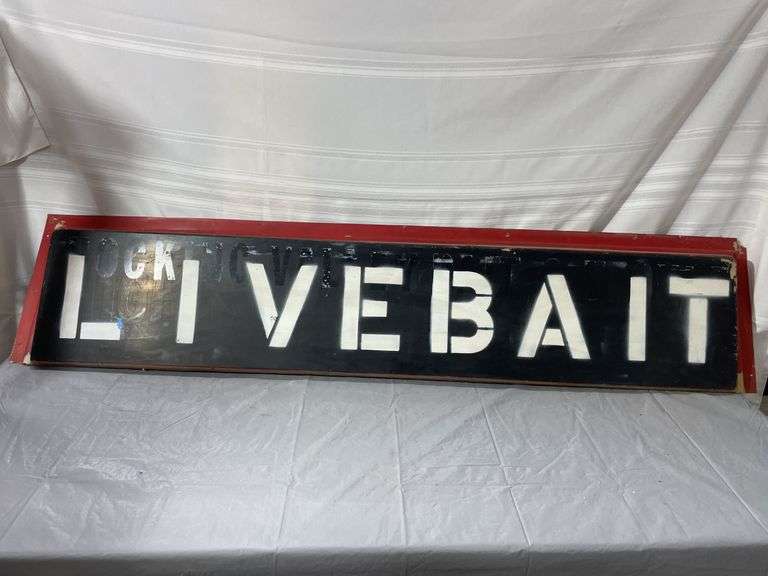 "Live Bait" Plastic Advertising Sign - Auction Ohio