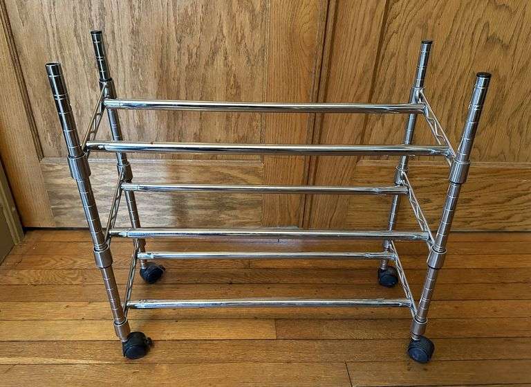 Chrome Metal Closet Double Bar Shoe Rack - Auction Ohio