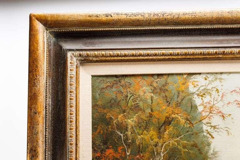 Large Framed Original Painting- Waterfall- Hyun Bo Yoo (1946-2011 ...