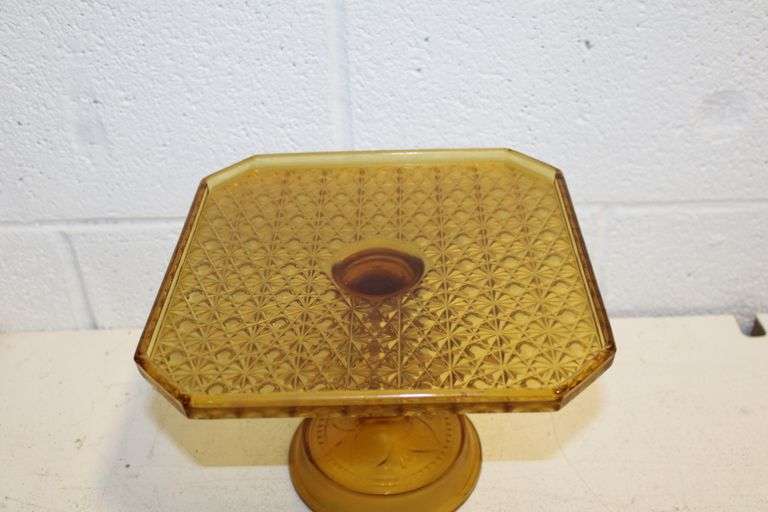 Vintage Amber Glass Cake Stand - Auction Ohio