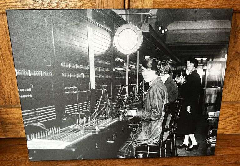 Antique Telephone Operator Real Photo Large Stretched Canvas Print Wall ...