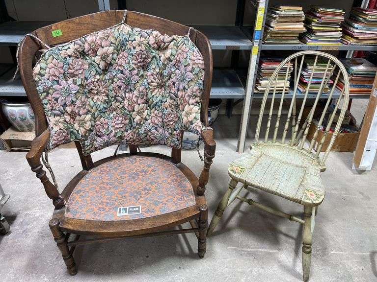 Oversized & Cane Bottom Chair - Auction Ohio