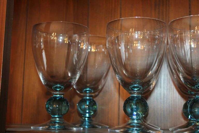 Clear & Aqua Glass Goblets - Auction Ohio