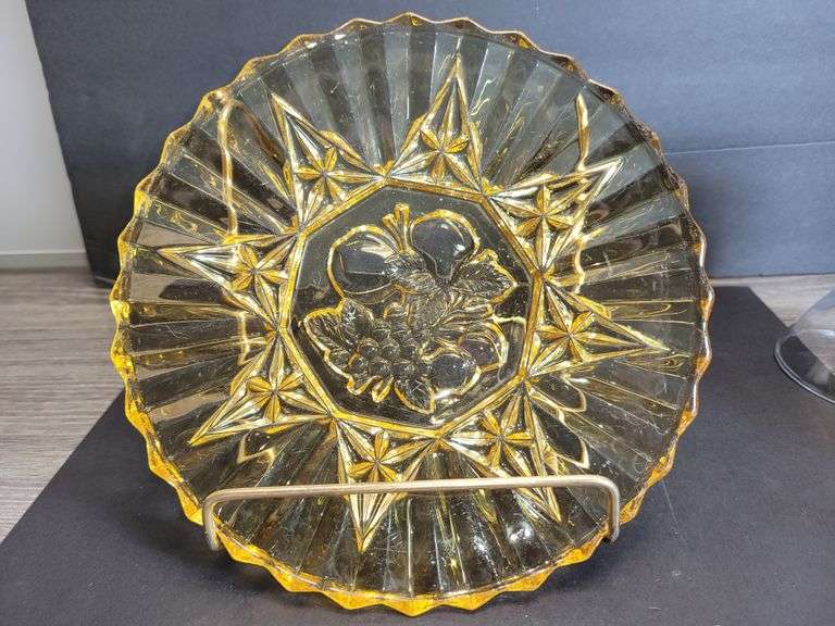 Vintage Amber Federal Fruit Glass Serving Plate 1940s Pioneer Fruit ...